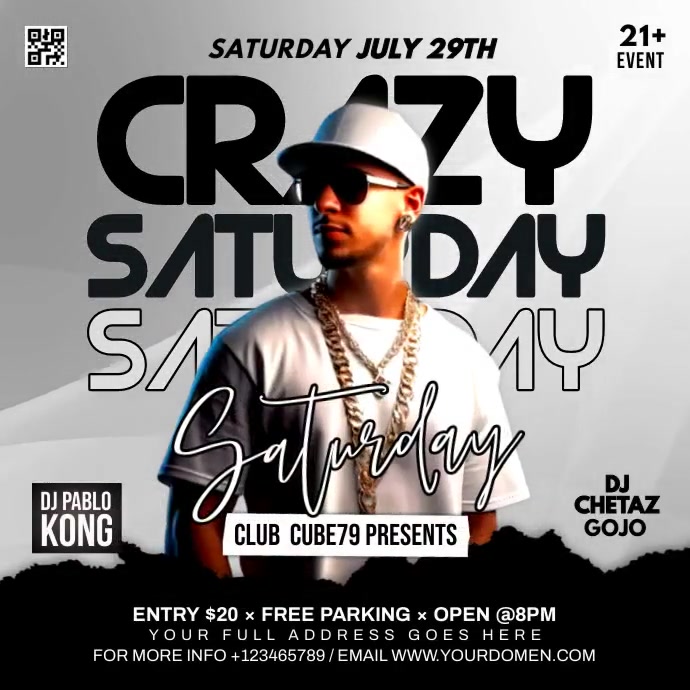 Plantilla de CRAZY SATURDAY | PosterMyWall