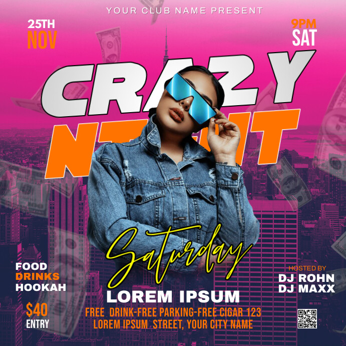 Plantilla de crazy saturday night party | PosterMyWall