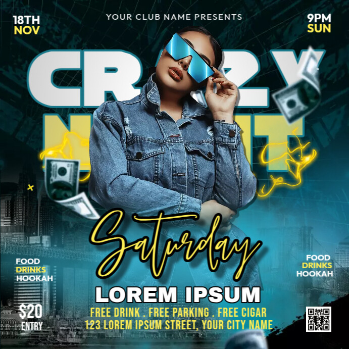 Copy of Crazy Saturday Night Party | PosterMyWall