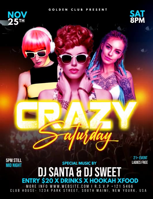 Copy of Crazy Saturday night party | PosterMyWall