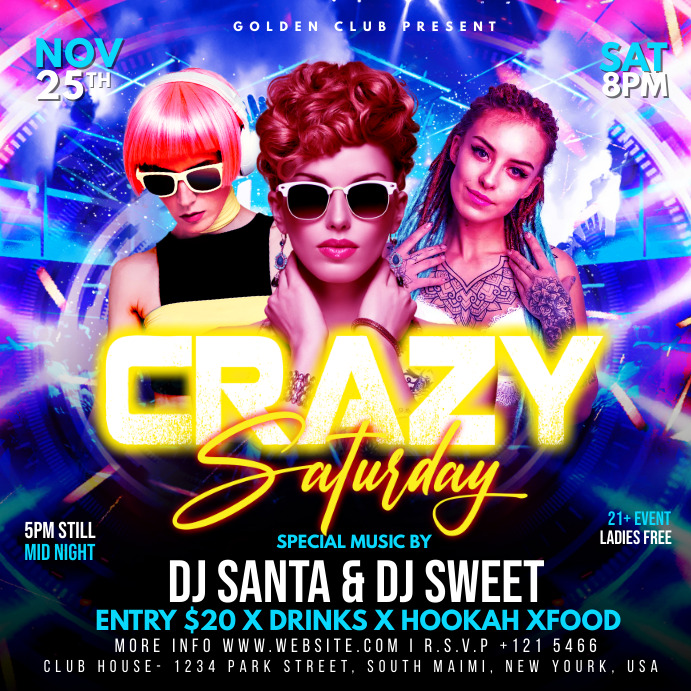 Copy of Crazy Saturday night party | PosterMyWall