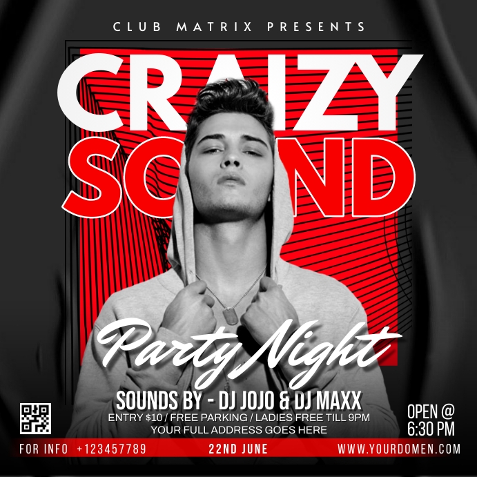 Crazy Sound party Night Template | PosterMyWall