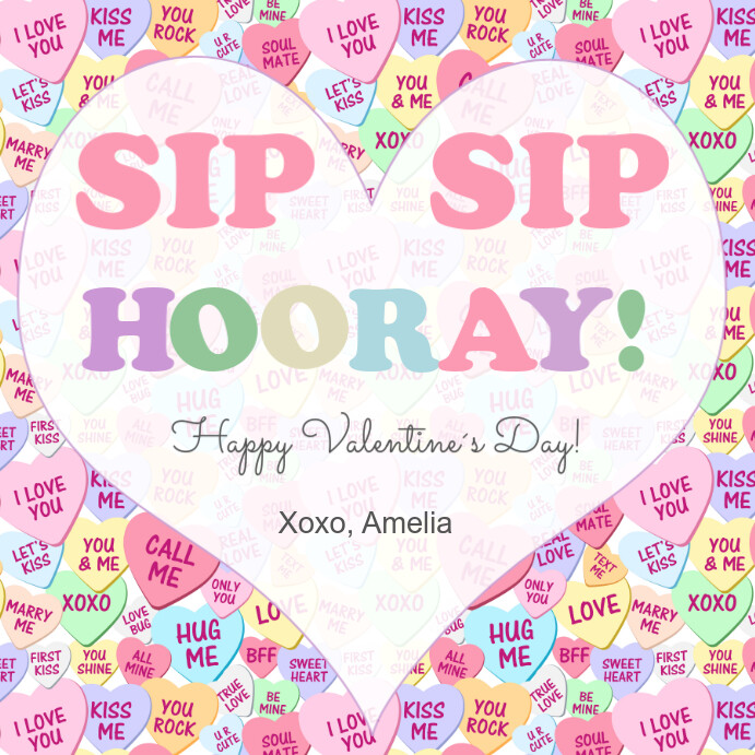 Crazy Straw Valentine Tag, Editable Sip Sip Hooray Valentineʼs Day Gift ...
