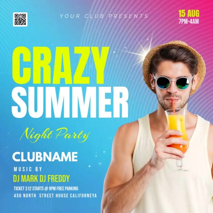 crazy Summer night party Template | PosterMyWall