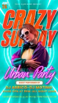 Crazy Sunday Party Video Template | PosterMyWall