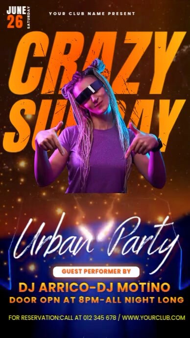 Crazy Sunday Party Video Template | PosterMyWall