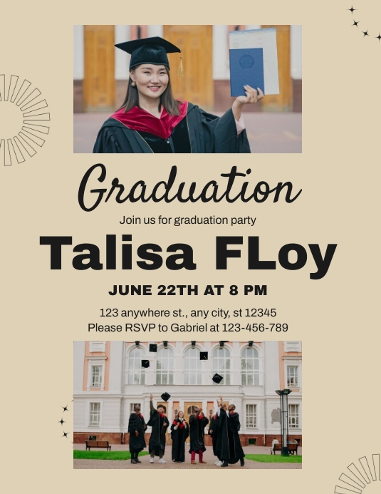 Copy of Cream Aesthetic Graduation Party Flyer | PosterMyWall