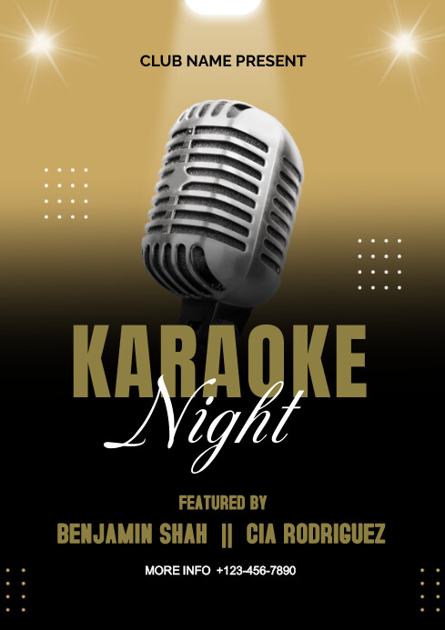 Cream and Black Simple Elegant Karaoke Night Templat | PosterMyWall