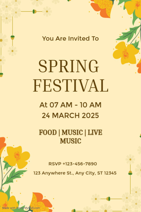 Cream And Brown Simple Spring Festival Poster Template | PosterMyWall