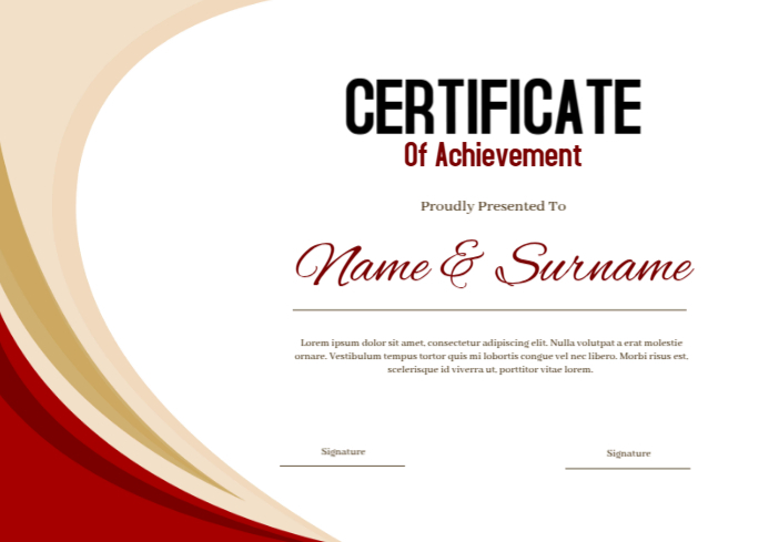 Cream and Green Simple Bordered Achievement Certificate Template ...
