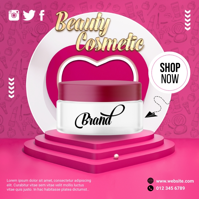 Cream Beauty Cosmetics Template | PosterMyWall