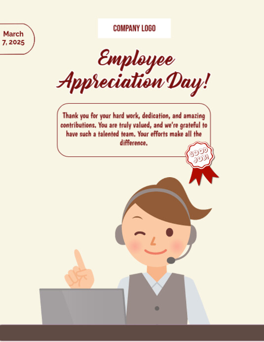 cream brown simple employee appreciation day flyer Template | PosterMyWall