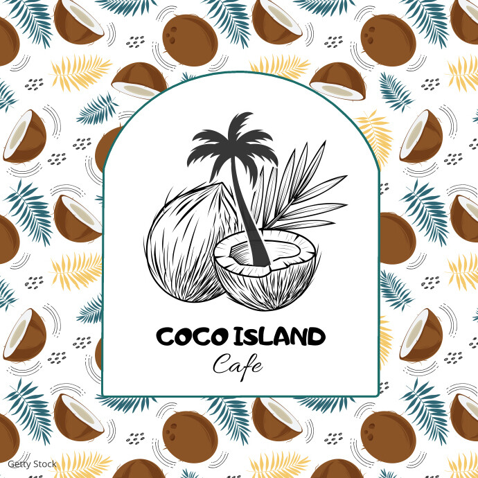 Cream coconut Tropical cafe logo Template | PosterMyWall