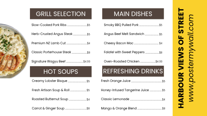 Cream dinner menu Template | PosterMyWall