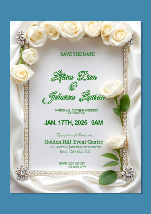 Copy of Cream Floral Wedding Invitation Card A4 | PosterMyWall