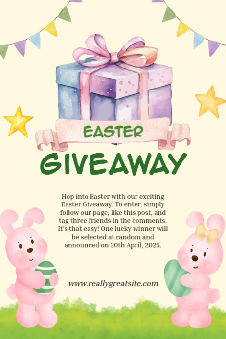 Cream Illustrated Easter Giveaway Poster Template | PosterMyWall