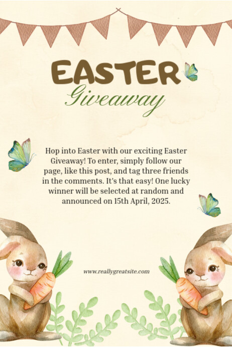 Cream Illustrated Easter Giveaway Poster Template | PosterMyWall