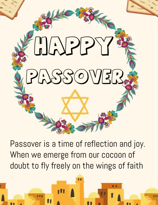 Cream Modern Happy Passover (Poster) Template | PosterMyWall