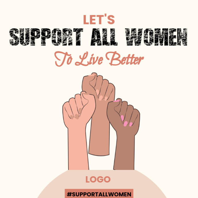 Cream Professional Support For Women Instagram Post Template | PosterMyWall