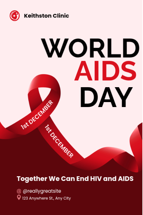 Cream Red and Blue Modern World Aids Day Poster 2025 Template ...