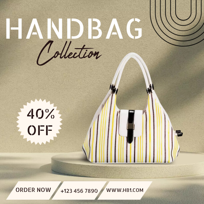 Cream white handbag template | PosterMyWall