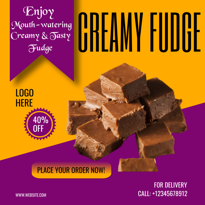 Plantilla de Creamy fudge | PosterMyWall