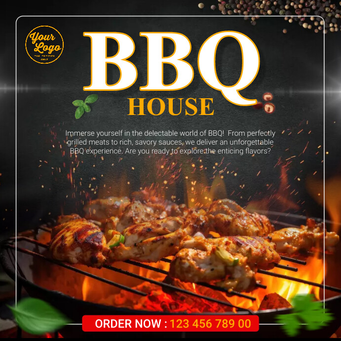 Creative BBQ House Social Media Post Template | PosterMyWall