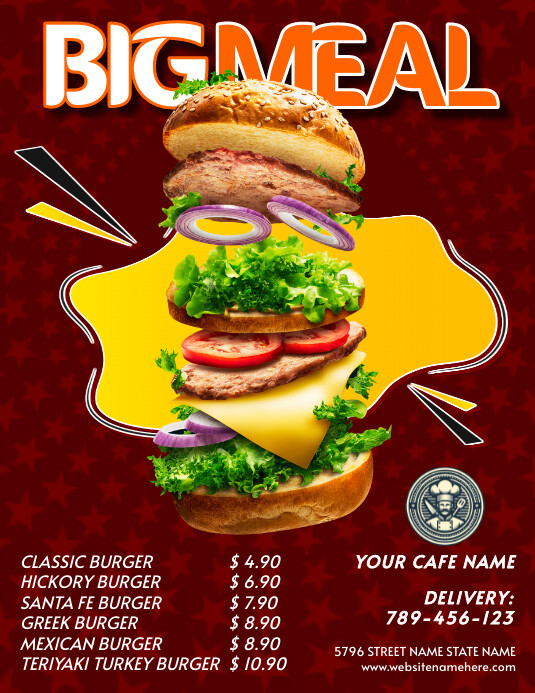 Creative Burger Menu Display Flyer Templat | PosterMyWall