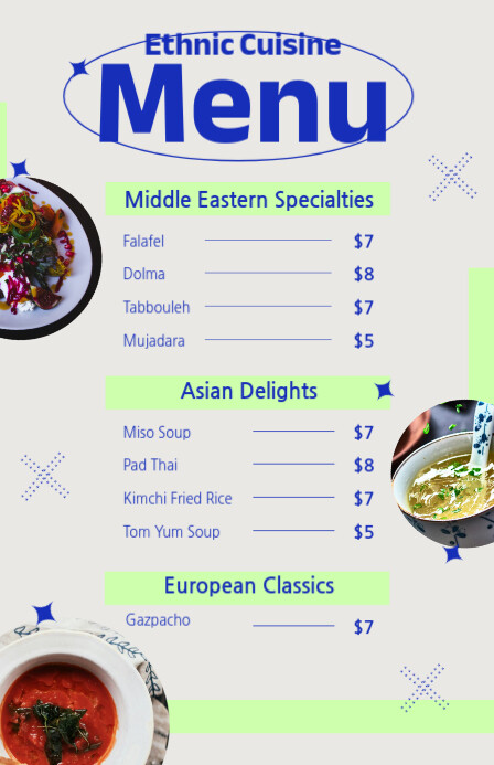 Copy of Creative Halftone Ethnic Cuisine Menu Template (Half Page Wide ...