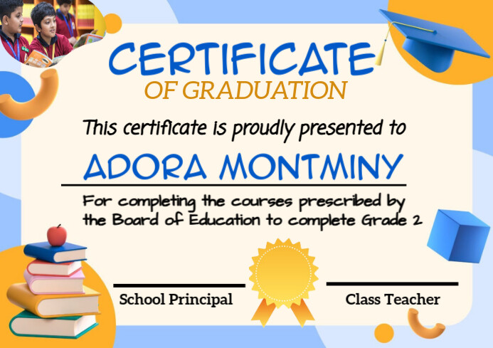 Creative Kindergarten Certificate Of Graduation Template | PosterMyWall