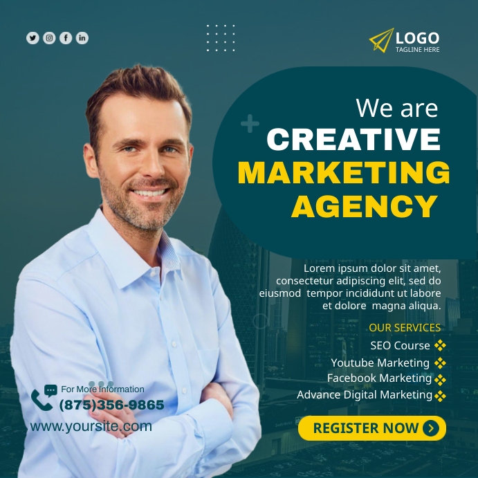 Creative Marketing Agency Services Template | PosterMyWall