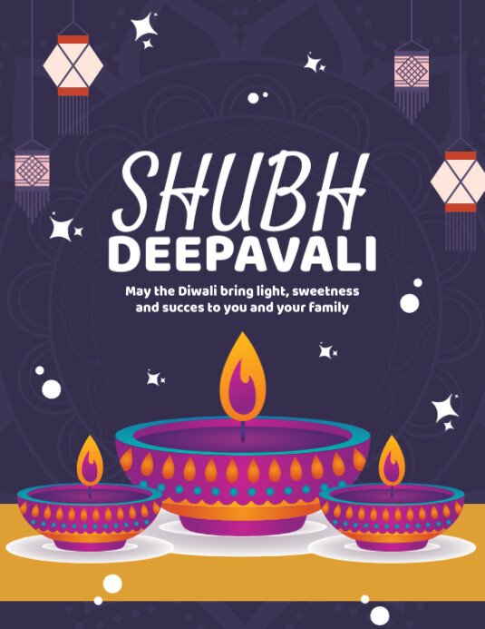 Copy of Creative Purple Yellow Shubh Deepavali Flyer | PosterMyWall