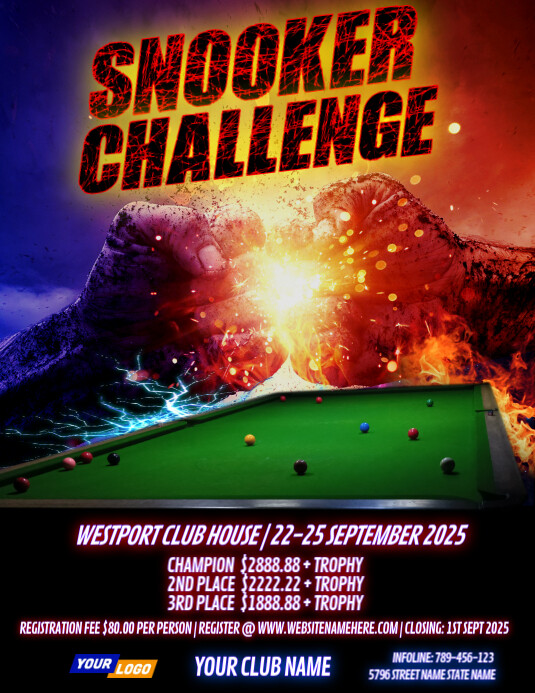 Creative Snooker Tournament Invitation Ad Flyer Template | PosterMyWall