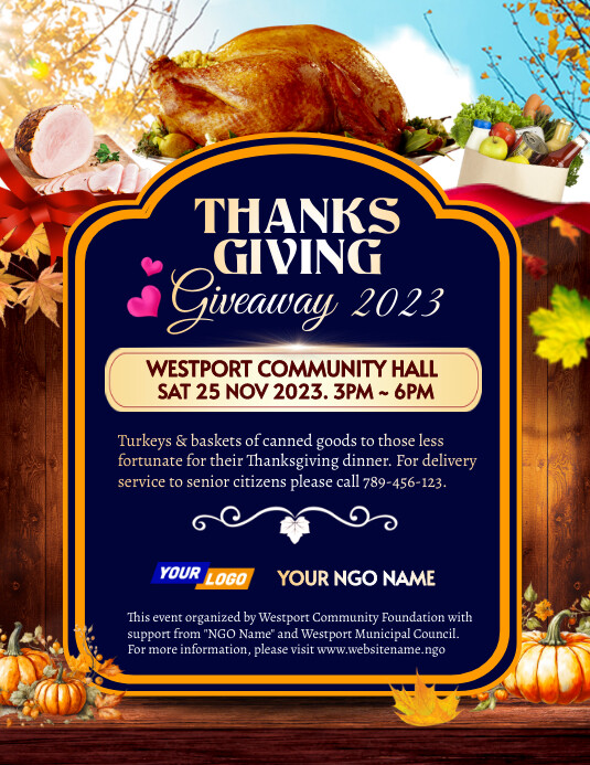Creative Thanksgiving Giveaway Event Flyer Template | PosterMyWall
