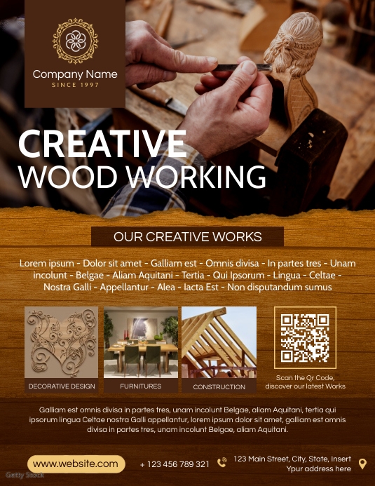 creative wood working flyer advertisement Template | PosterMyWall