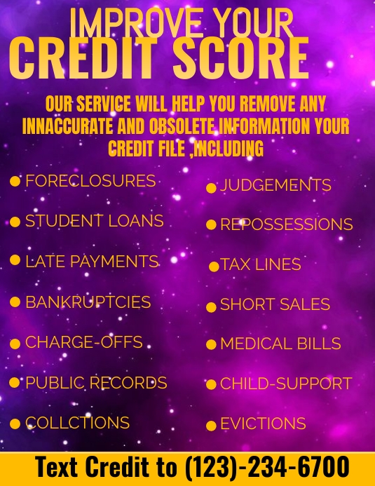 credit score improvement flyer Pro Credit Rep Template | PosterMyWall