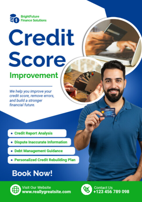 Credit Score Improvement Poster Template – Financial Consulting Flyer ...