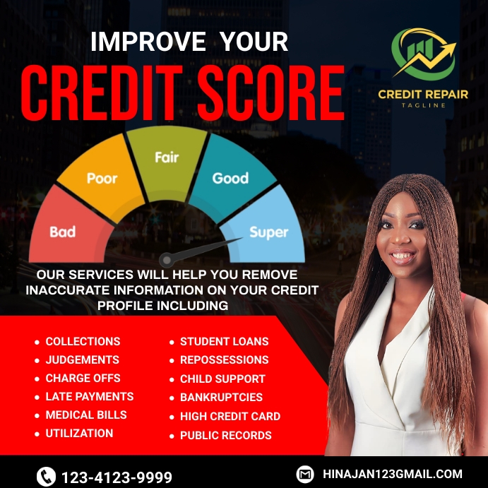 credit score repair flyer Template | PosterMyWall
