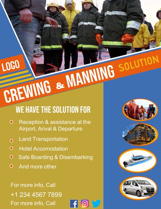 crewing and manning services flyer template | PosterMyWall