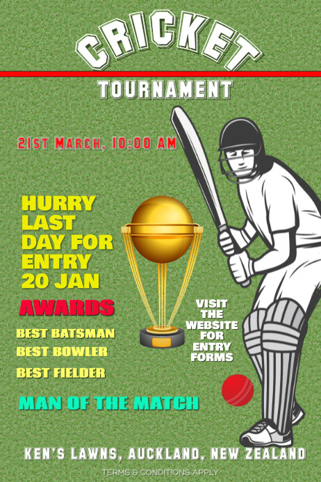 Cricket Flyer Poster for tournaments event Template | PosterMyWall