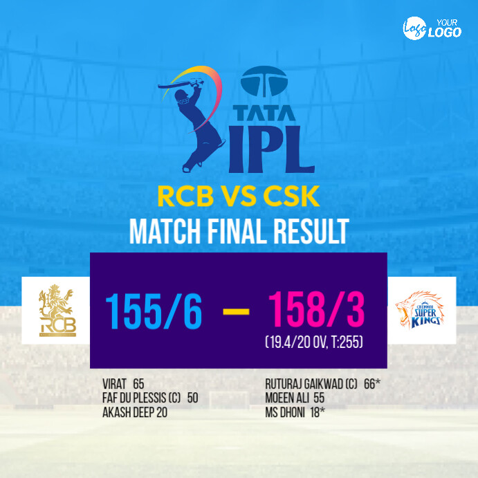 Copy of Cricket Match Final Result Template | PosterMyWall