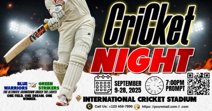 Plantilla de Cricket Night: Stadium Lights Clash | PosterMyWall