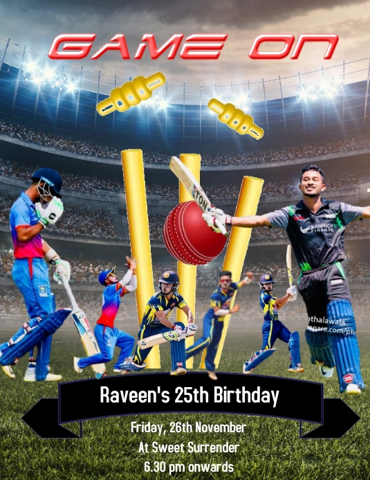Cricket party Template | PosterMyWall