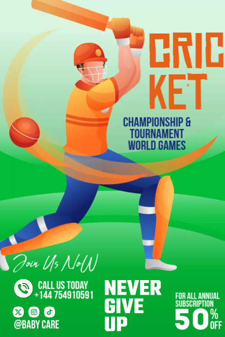Cricket poster Template | PosterMyWall
