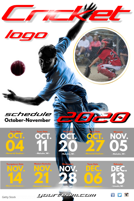 Cricket Team Game Schedule Poster Template | PosterMyWall