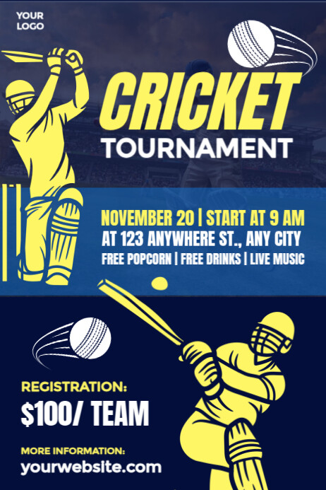 Cricket Tournament Poster Template | PosterMyWall