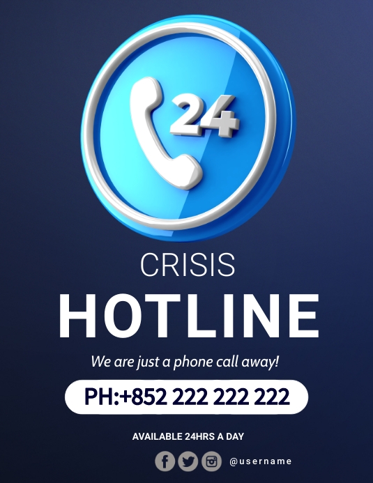 CRISIS HOTLINE Template | PosterMyWall