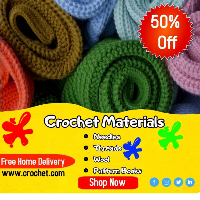 crochet Material video Sales Ads Template | PosterMyWall