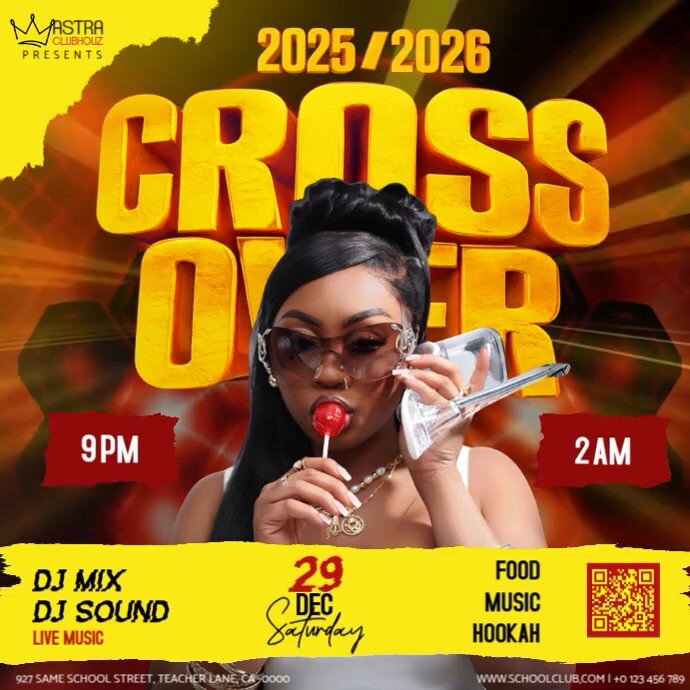 Modèle cross over 2026 night club lounge event party template ...