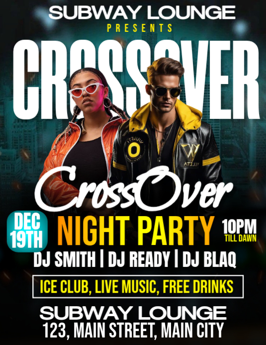 cross over night party Template | PosterMyWall